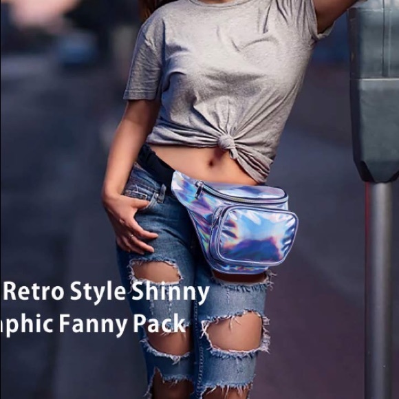 Bags | Last One Holographic Silver Rave Fanny Pack | Poshmark
